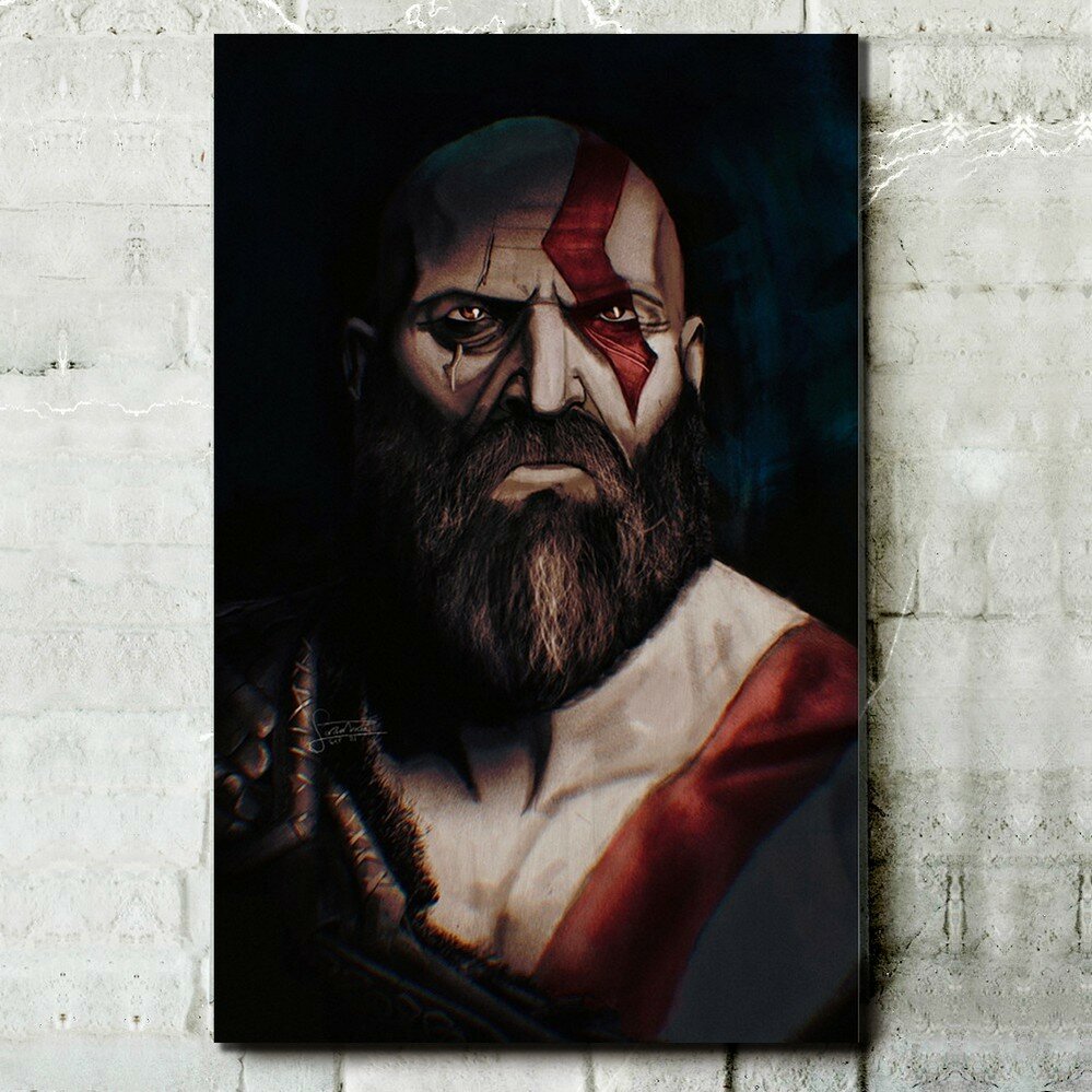 Картина интерьерная на дереве игра God of war (Призрак спарты, PS, PC, XBOX, SWITCH) - 13568 В