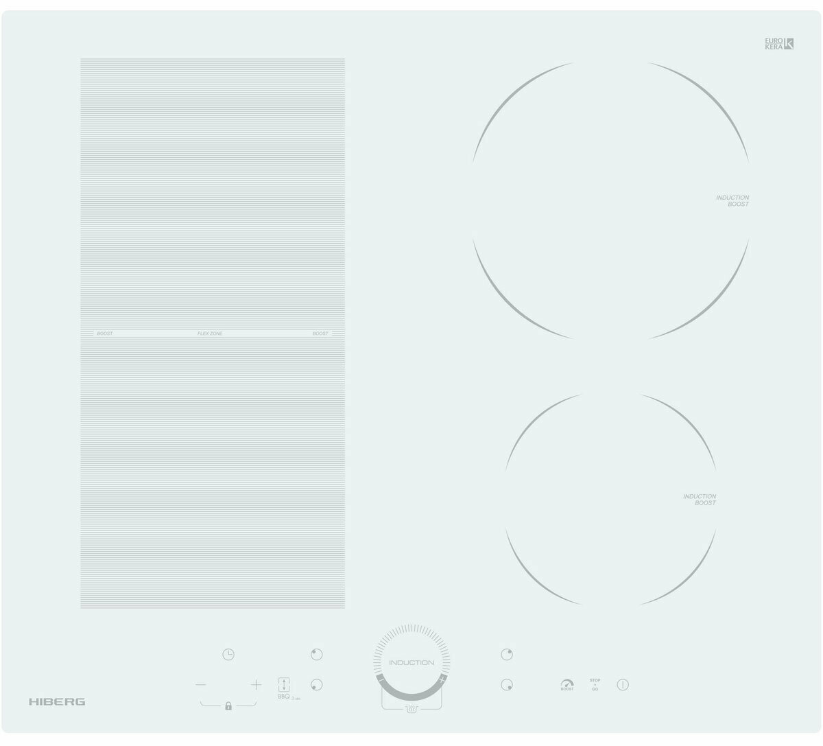 Электрическая варочная панель Hiberg i-MS 6049 W 59 см, 4 конфорки стеклокерамика, белый