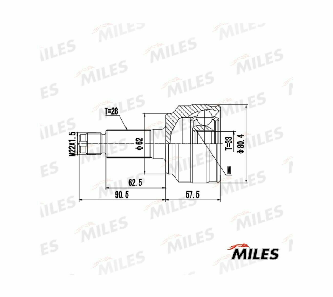 ШРУС MAZDA 6 II/ATENZA 2.0-2.5 07-12 нар, MILES, GA20658