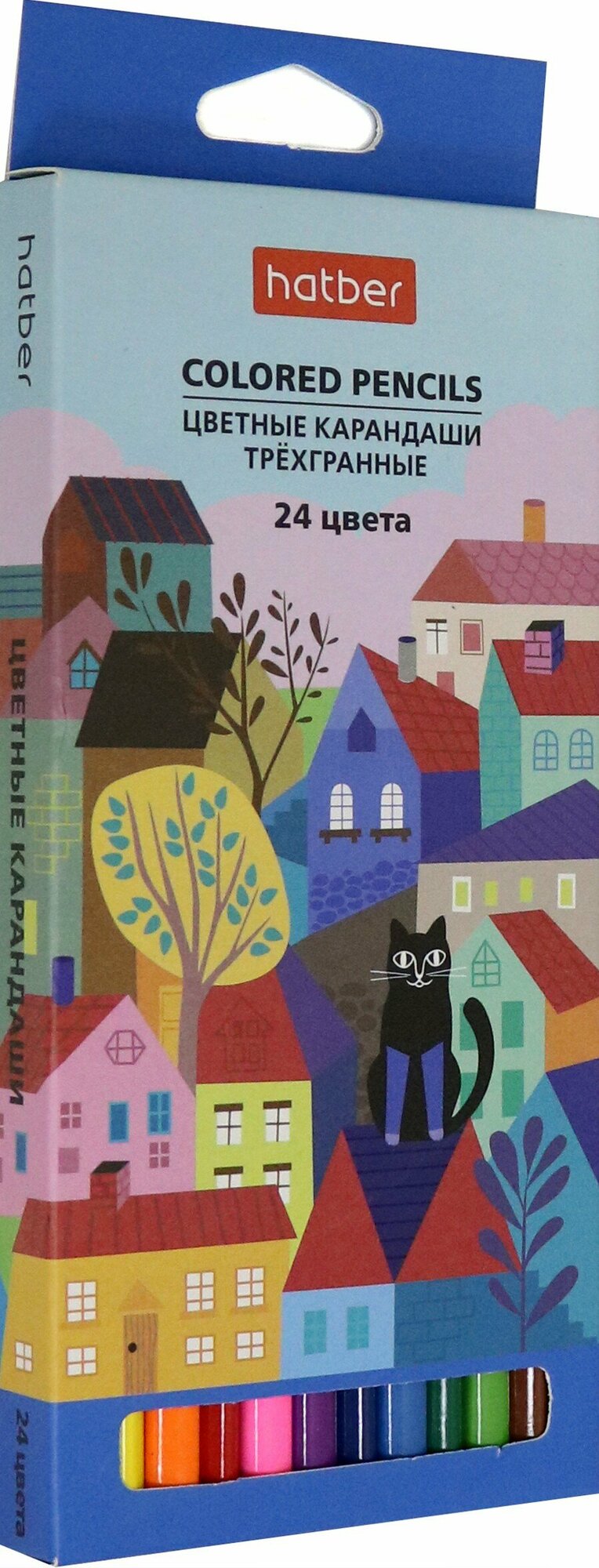 Карандаши цветные, трехгранные "Городок", 24 цвета (CS_067699)