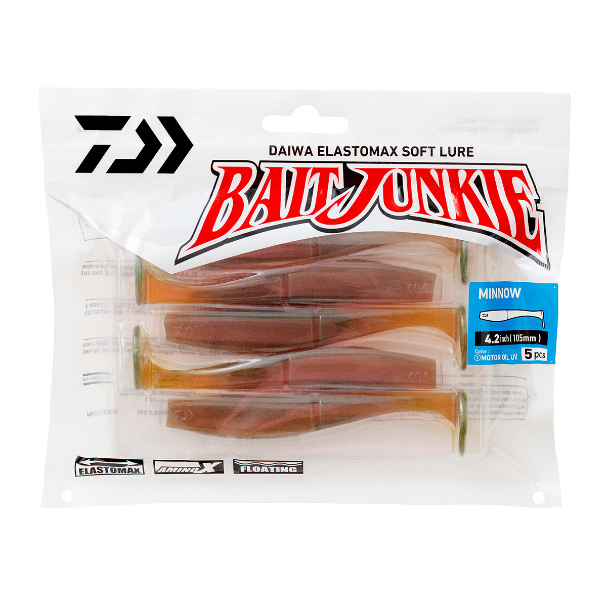 Силиконовая приманка Daiwa Bait Junkie 4.2 Minnow MOTOR OIL UV (уп. 5 шт)