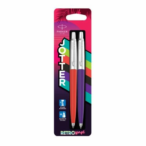 Набор ручек Parker Jotter Originals 80s Retrowave (2186314) Vermilion Red/Indigo Purple руч. шар. 2шт