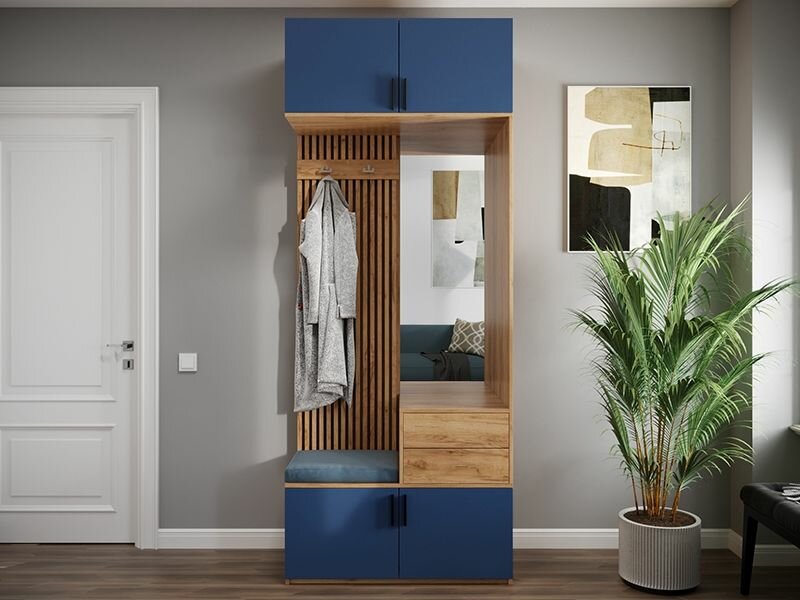 Прихожая в коридор "Дуглас 3" 90х240х50 Дуб крафт золотой / Крокус