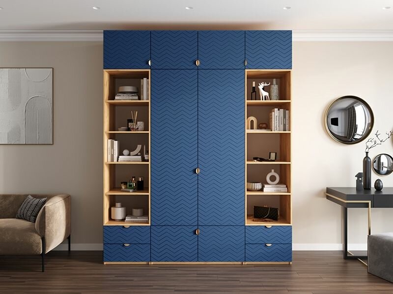 Шкаф распашной для одежды "Гринвич 8" 200х250х55 Дуб крафт золото / Крокус