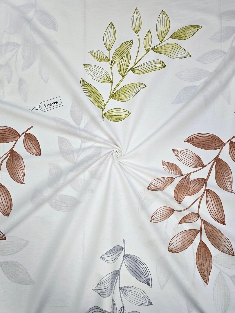 Ткань Поплин Китайский "Разноцветные веточки на белом"100х220см