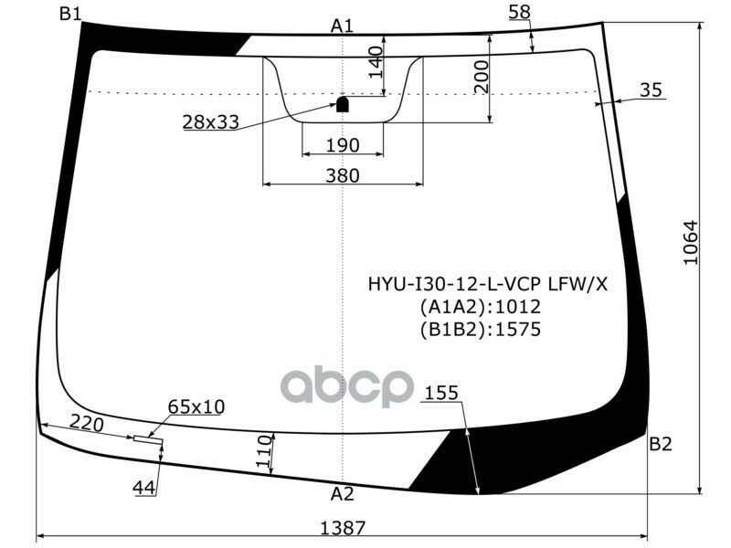 Стекло лобовое Hyundai Elantra GT 12-17 / i30 11-17 XYG арт. HYU-I30-12-L-VCP LFW/X