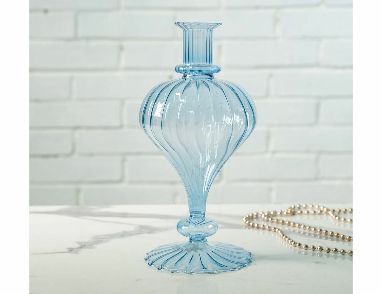 Стеклянная ваза гьокка, голубая, 30 см, EDG 106852-81