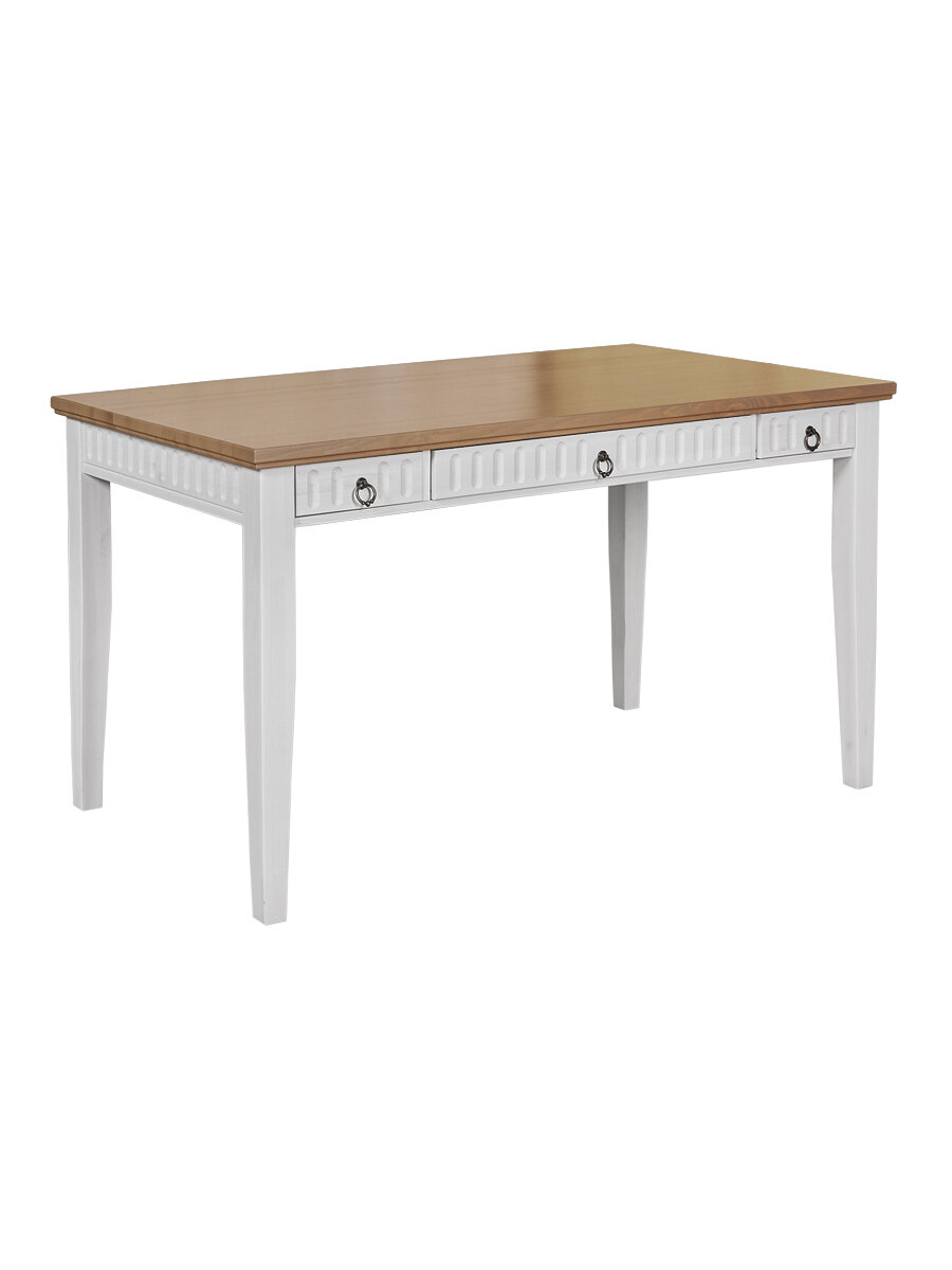 Стол письменный ММЦ Хельсинки 03 (белый воск+антик), из массива сосны.