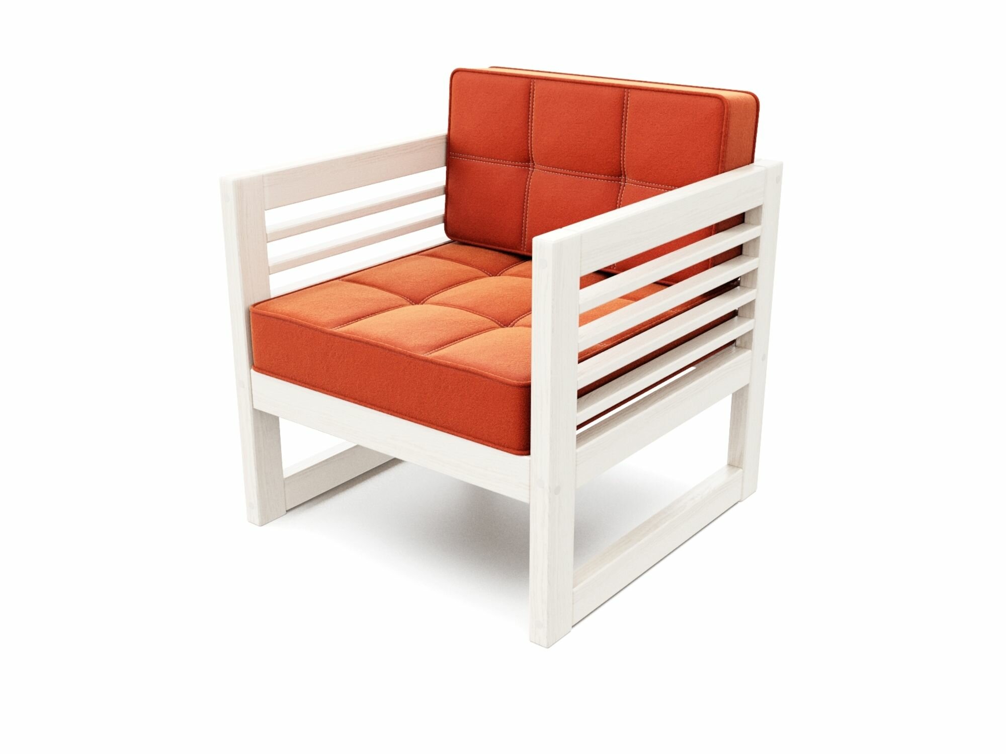 Садовое кресло Arsko Сега-С, оранжевый-беленый дуб, велюр, массив дерева, с подлокотниками, садовое, на дачу, лофт