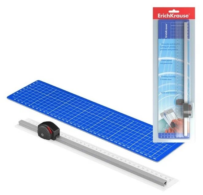 Резак ErichKrause "19270", роликовый, для бумаги и картона, А4, 5 листов, синий