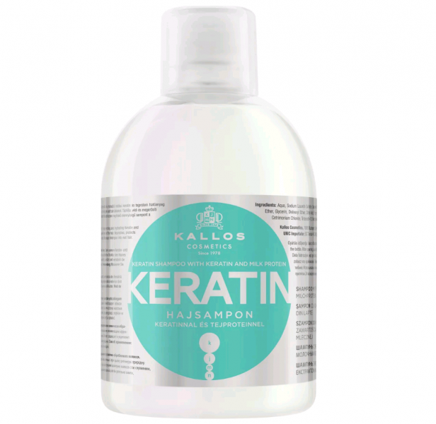 Kallos Keratin Шампунь "с кератином и экстрактом молочного протеина" для сухих и поврежденных волос 1000 мл.