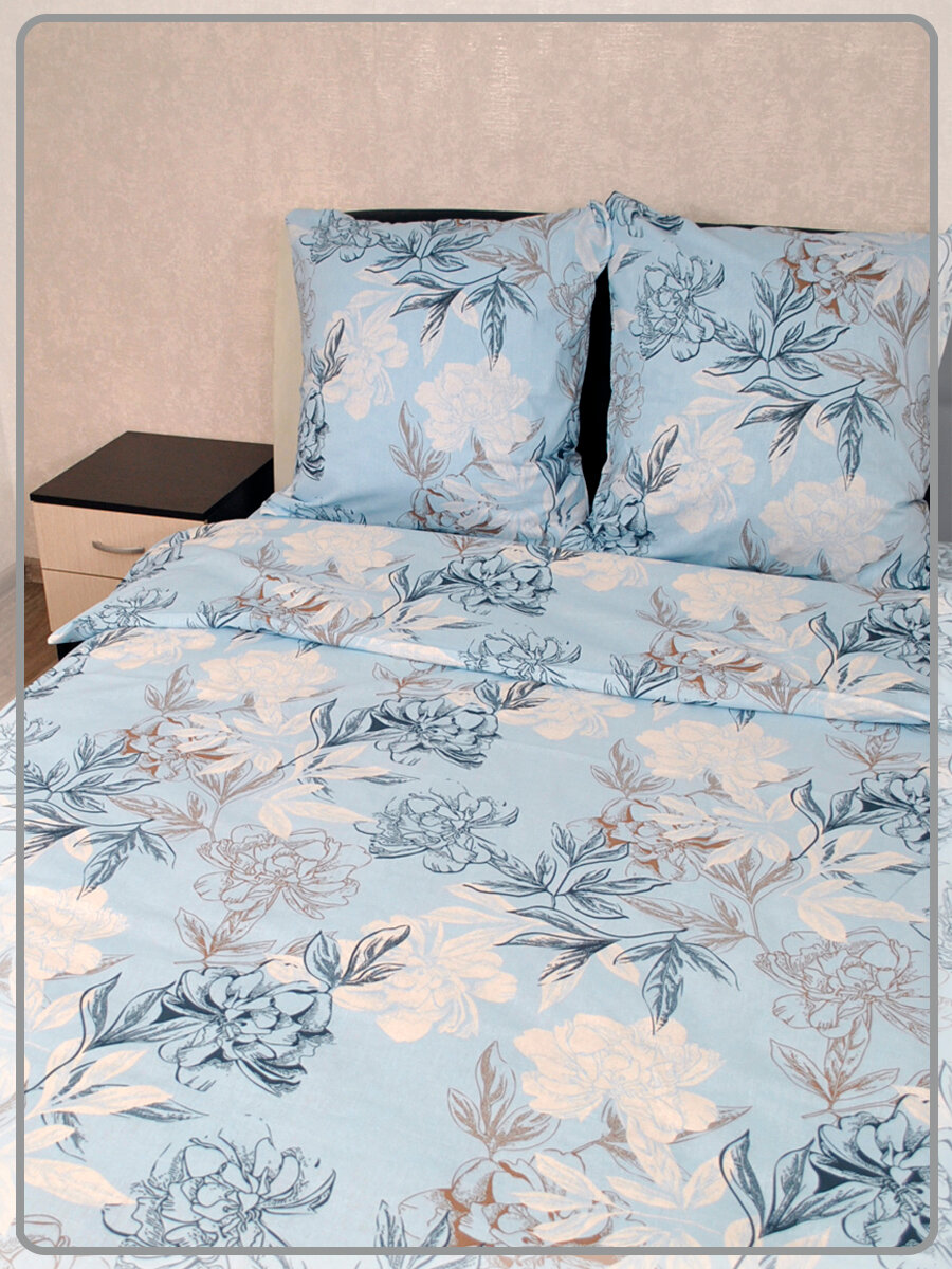 Постельное белье бязь Симфония вид 4 голубой 1,5 спальное