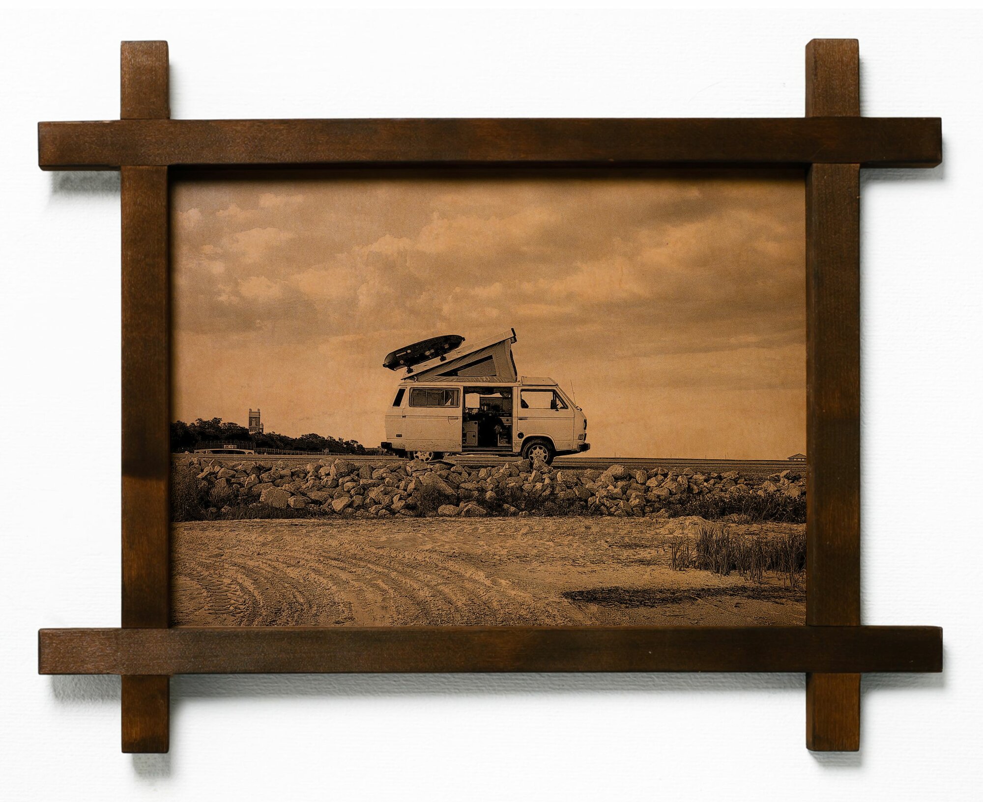 Картина интерьерная из кожи "Дом на колёсах", BoomGift