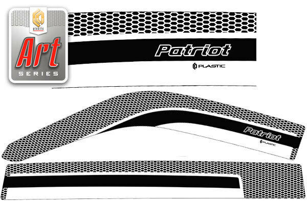 Ветровики дверей Серия "Art" черная УАЗ Патриот Пикап Год выпуска 2009-2014