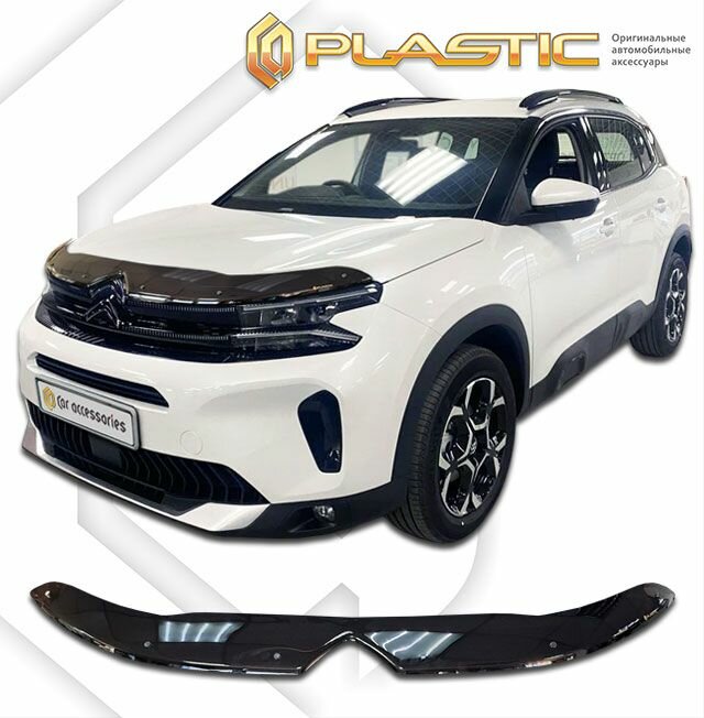 Дефлектор капота Citroen C5 Aircross 2022 - н. в. Черный глянцевый СА Пластик