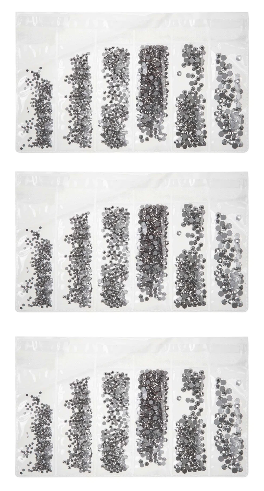 Набор страз для ногтей Nail Art, черный - 3 штуки