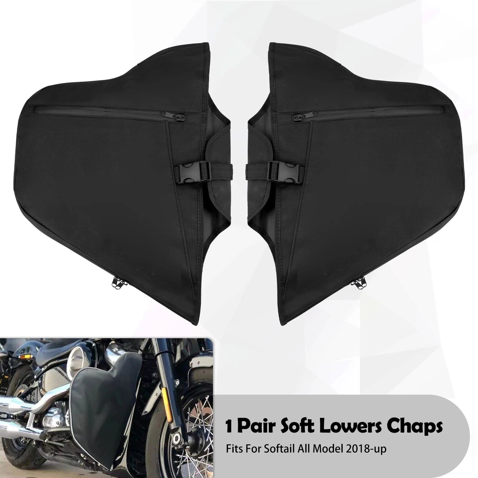 Мотоциклетные гетры Chaps мягкие низкие защитные сумки для двигателя Водонепроницаемые черные для Harley Softail Slim Fat Boy FXDB Breakout 2018-23