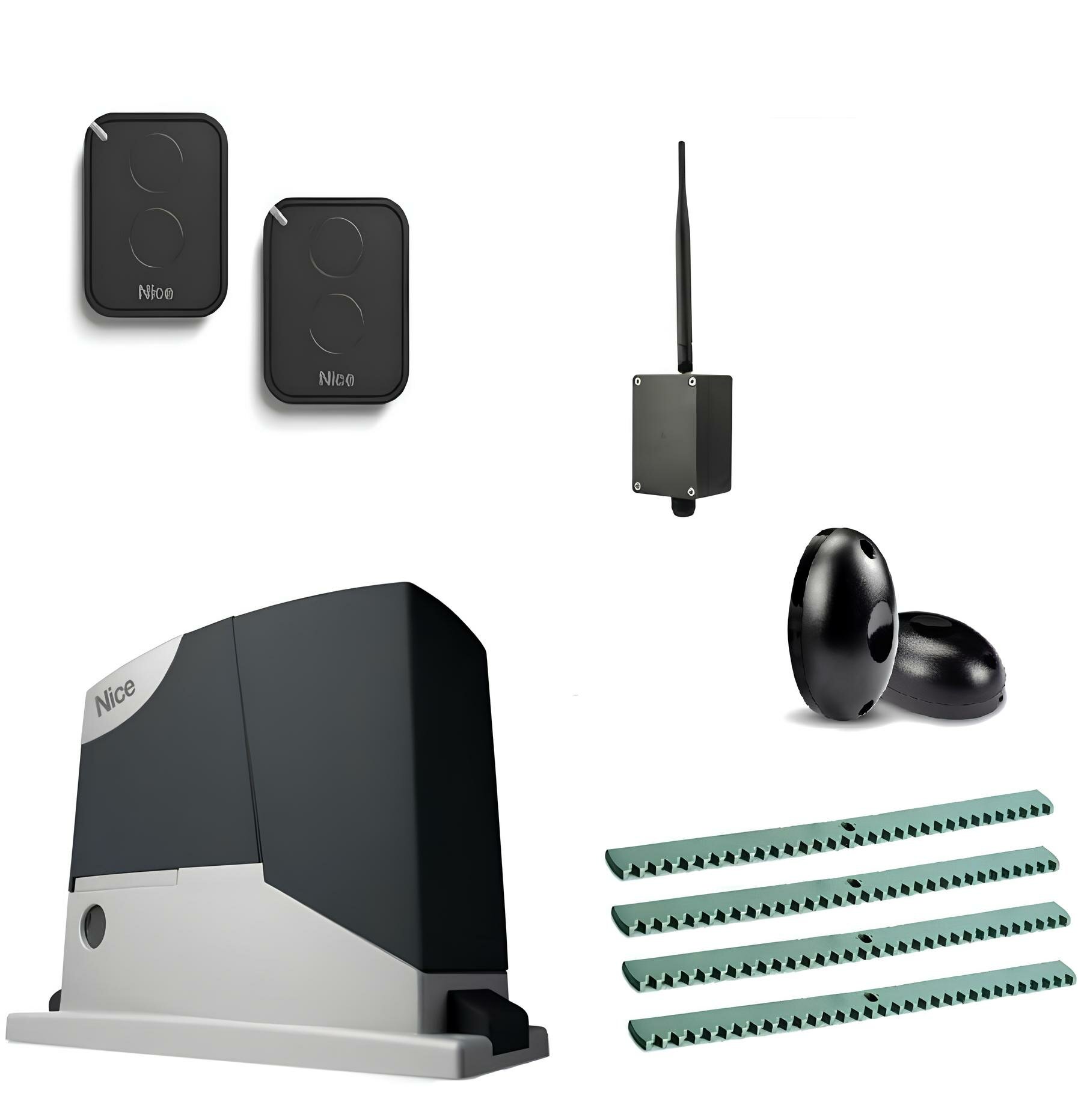 Автоматика для откатных ворот RD400KCE FK4-BT, комплект: привод, фотоэлементы, 2 пульта, Bluetooth-модуль, 4 рейки