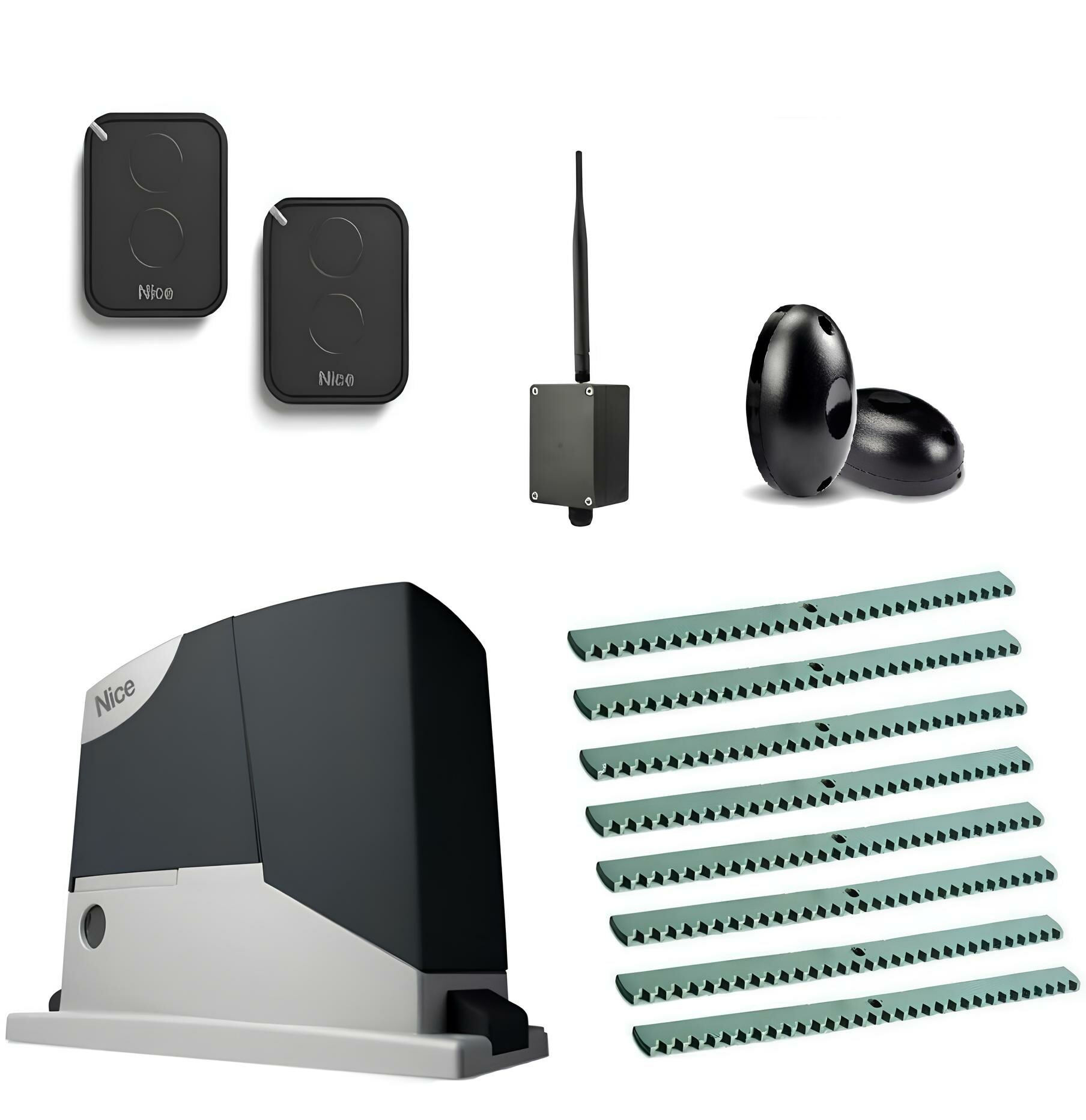 Автоматика для откатных ворот RD400KCE FK8-BT, комплект: привод, фотоэлементы, 2 пульта, Bluetooth-модуль, 8 реек