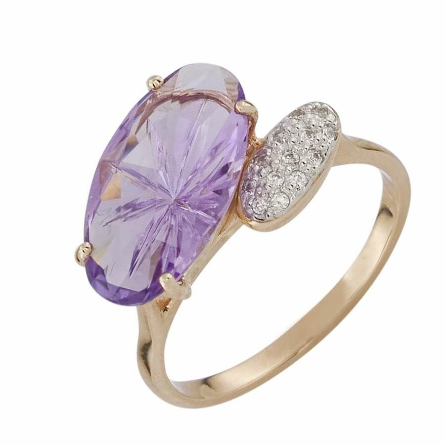 Кольцо ALORIS, красное золото, 585 проба, аметист