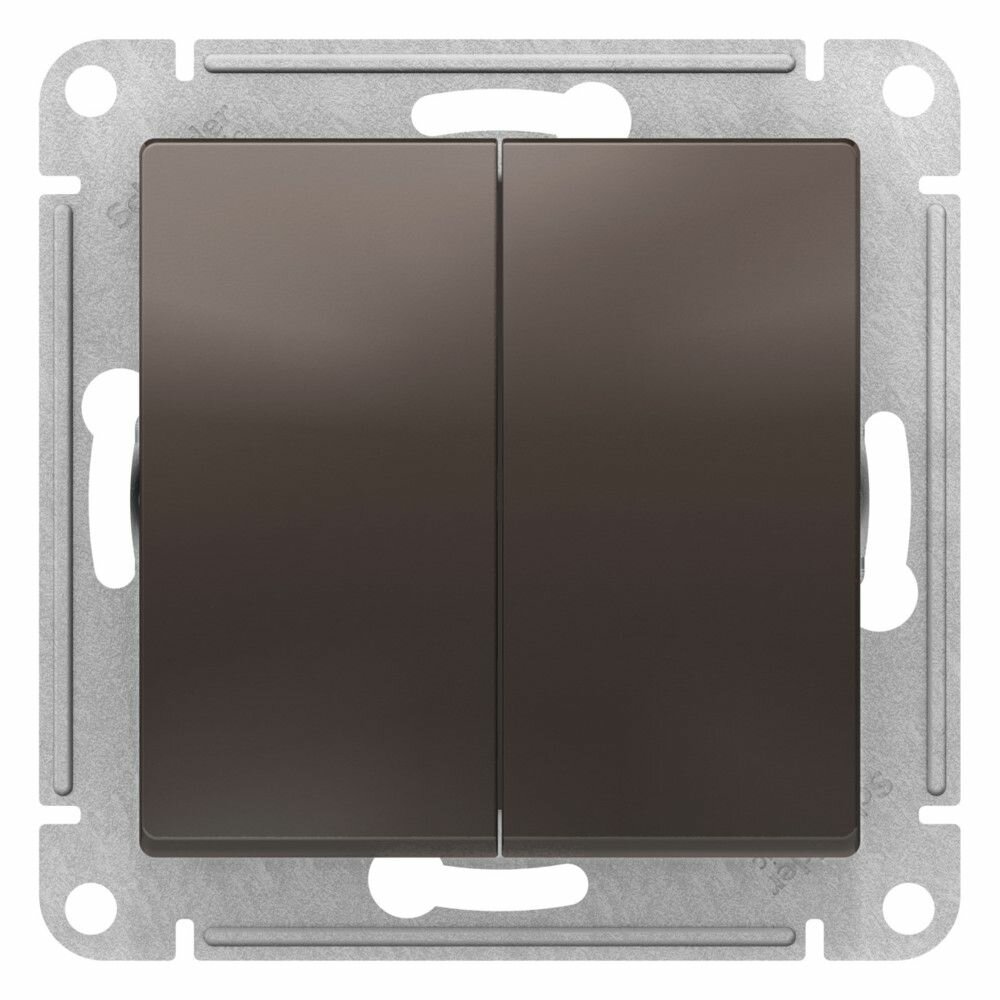Переключатель Systeme Electric AtlasDesign ATN000673, 2-клавишный, мокко