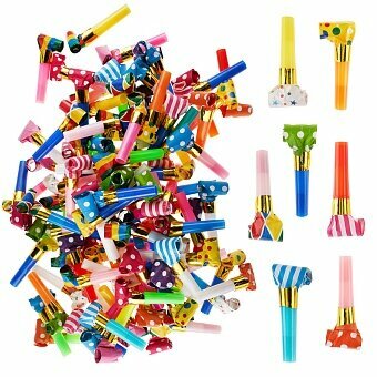 Карнавальные язычки гудки, Яркий микс, Разноцветный, 6 см, 1