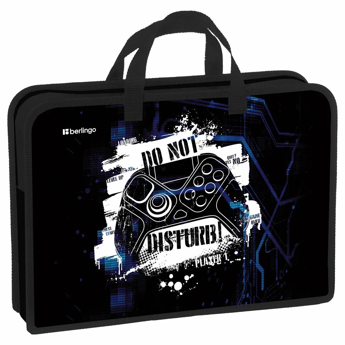 Папка с ручками 1 отделение, А4 Berlingo "Do not disturb", 340*245*75мм, пластик, на молнии