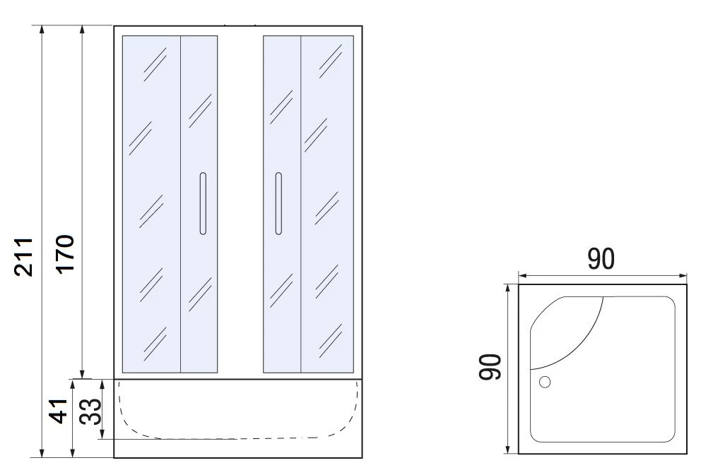 Душевой уголок River Morava 90/41 MT с поддоном 10000011746