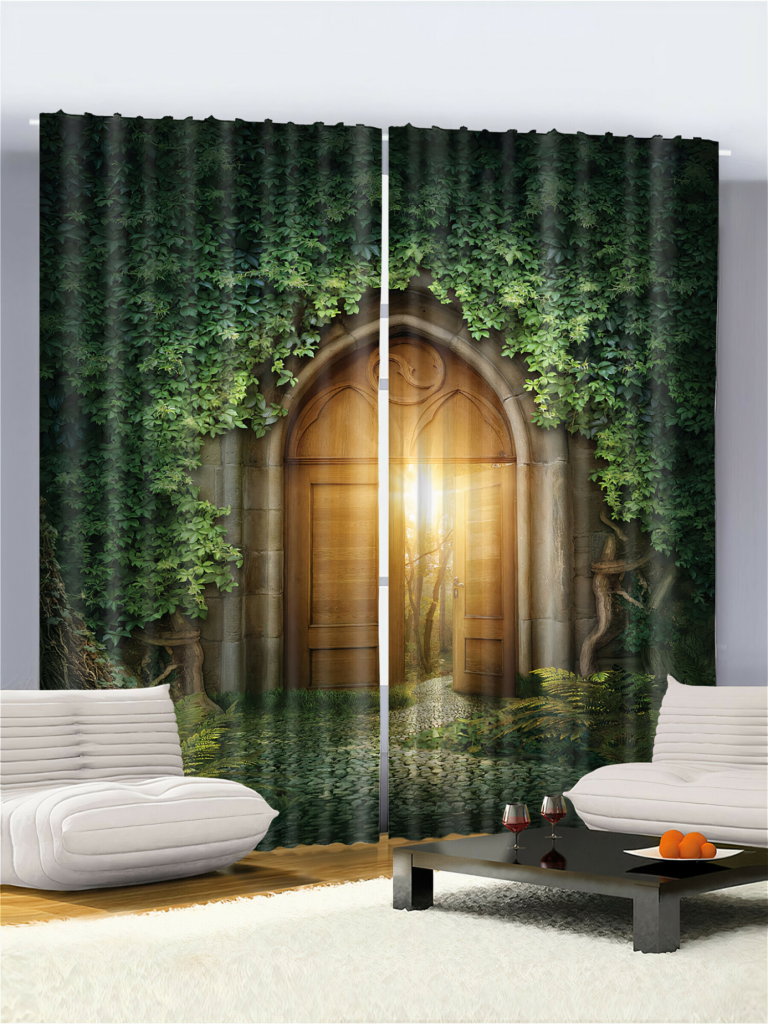 Фотошторы из ткани габардин 150-260 см 2 шт. /3D шторы / В детскую / Для гостиной, спальни и кухни