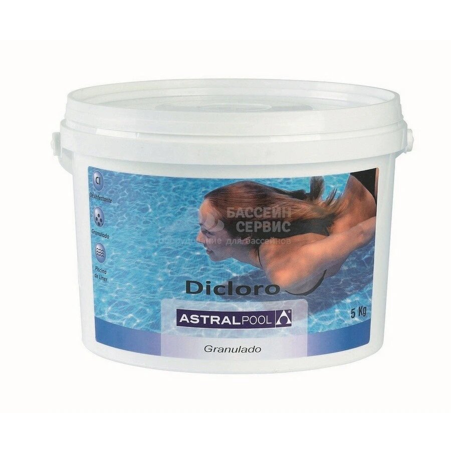 Гранулы дихлора (трихлороизоциануровая кислота) AstralPool с 55% активного хлора, 30 кг / 0200, цена - за 1 шт