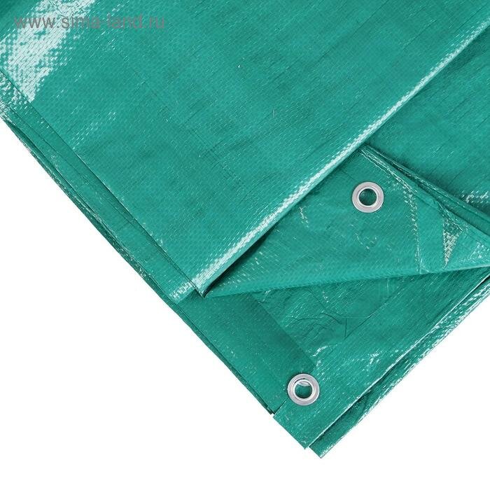 Тент укрывной защитный, 6 х 3 м, плотность 120 г/м2, УФ, люверсы шаг 1 м, зеленый/серебристый (строительный, садовый, туристический)