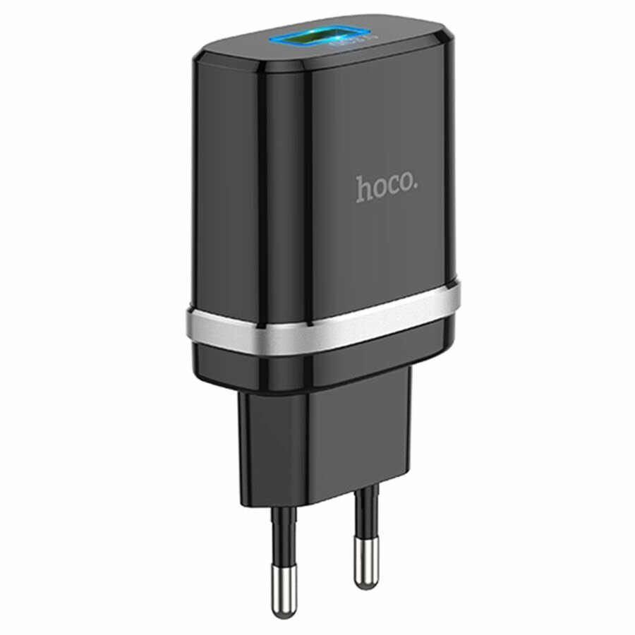 Сетевое зарядное устройство Hoco C12Q 18W QC3.0 USB-A, черный (быстрая зарядка для iPhone, Android)