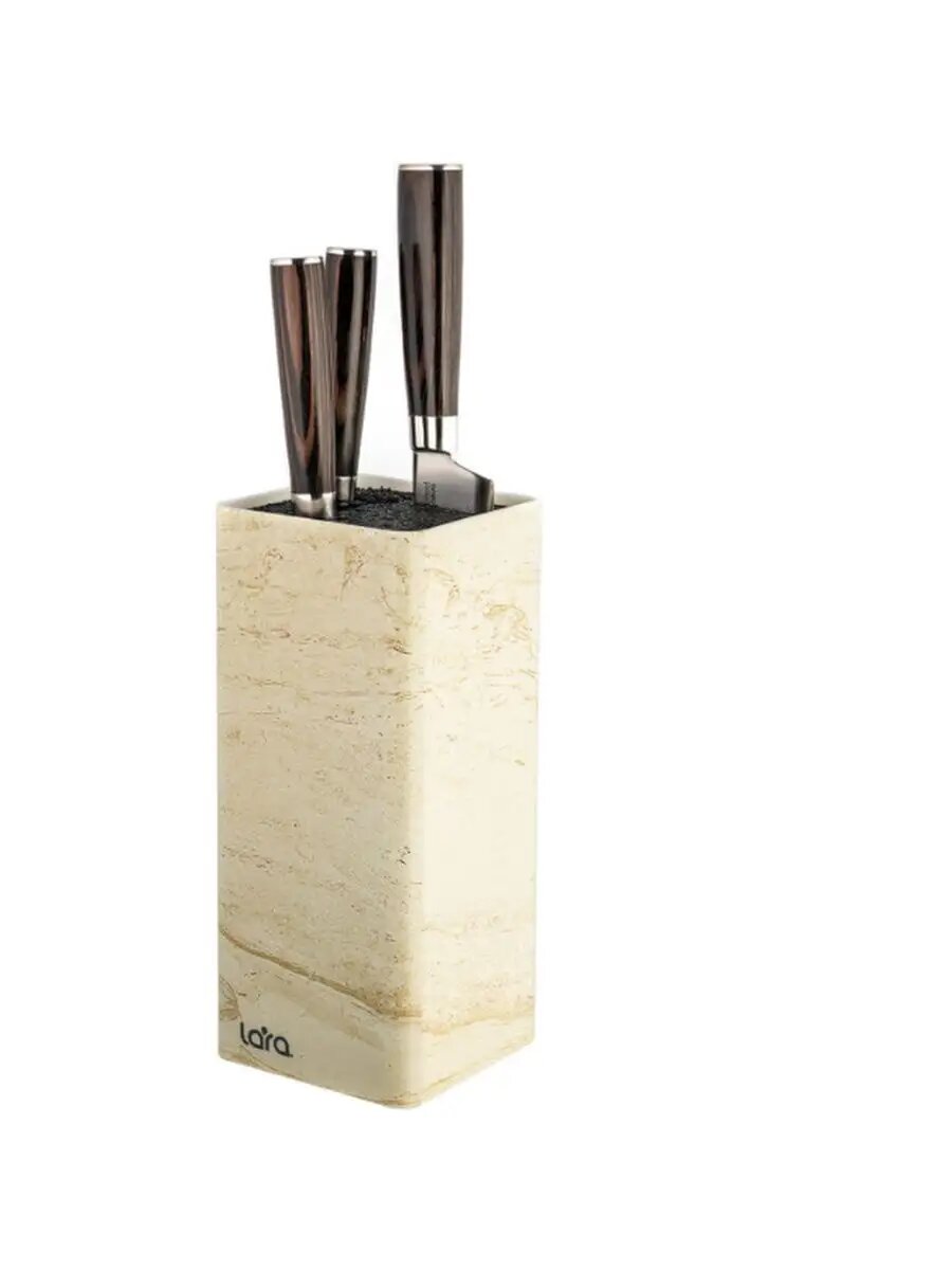 LR05-102 LARA Beige Подставка для ножей квадрат Soft touch