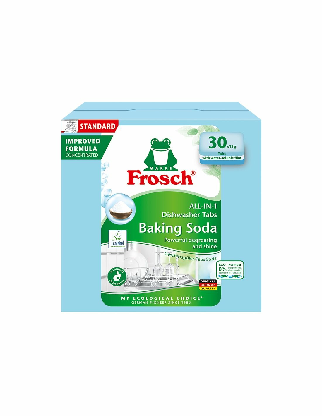 Frosch Таблетки для мытья посуды в ПММ (все в одном), 30 шт сода