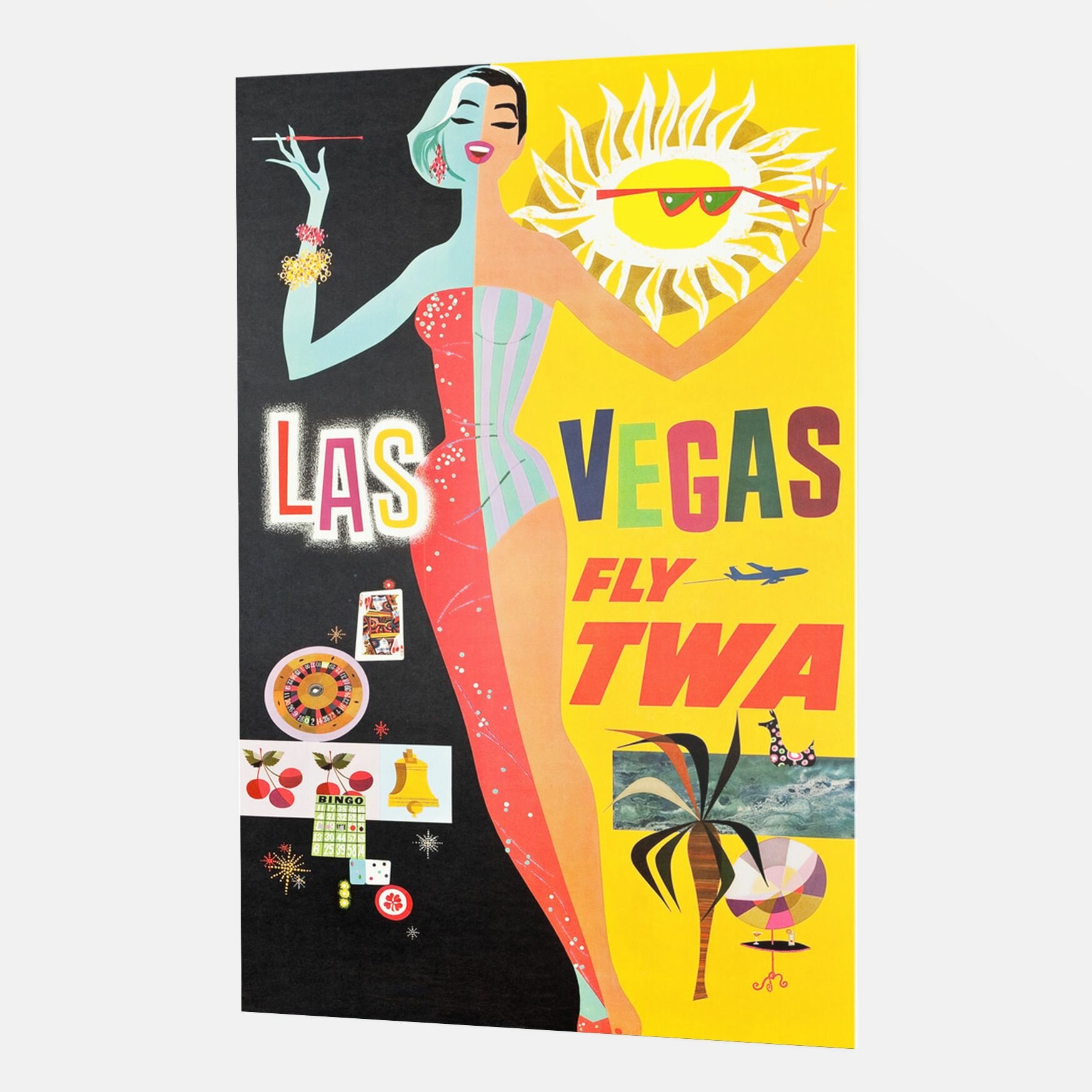 Постер (плакат) для интерьера, винтажный ретро постер, Las Vegas Fly TWA 40x60 см. от Poster4me