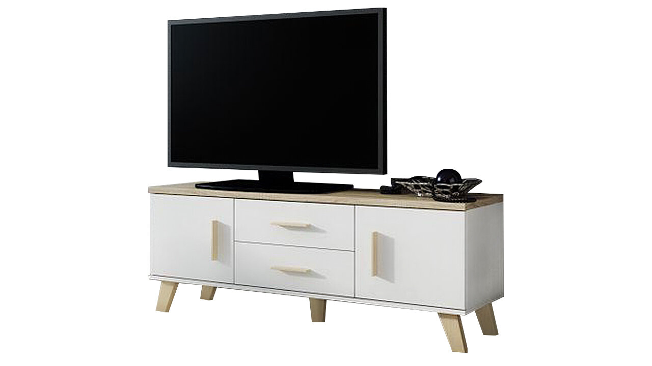ТВ-тумба Мелания 22 Белый 101/ Клен 375 NEW 140x40x53 см, белый 101/клен 375 GOODFORM