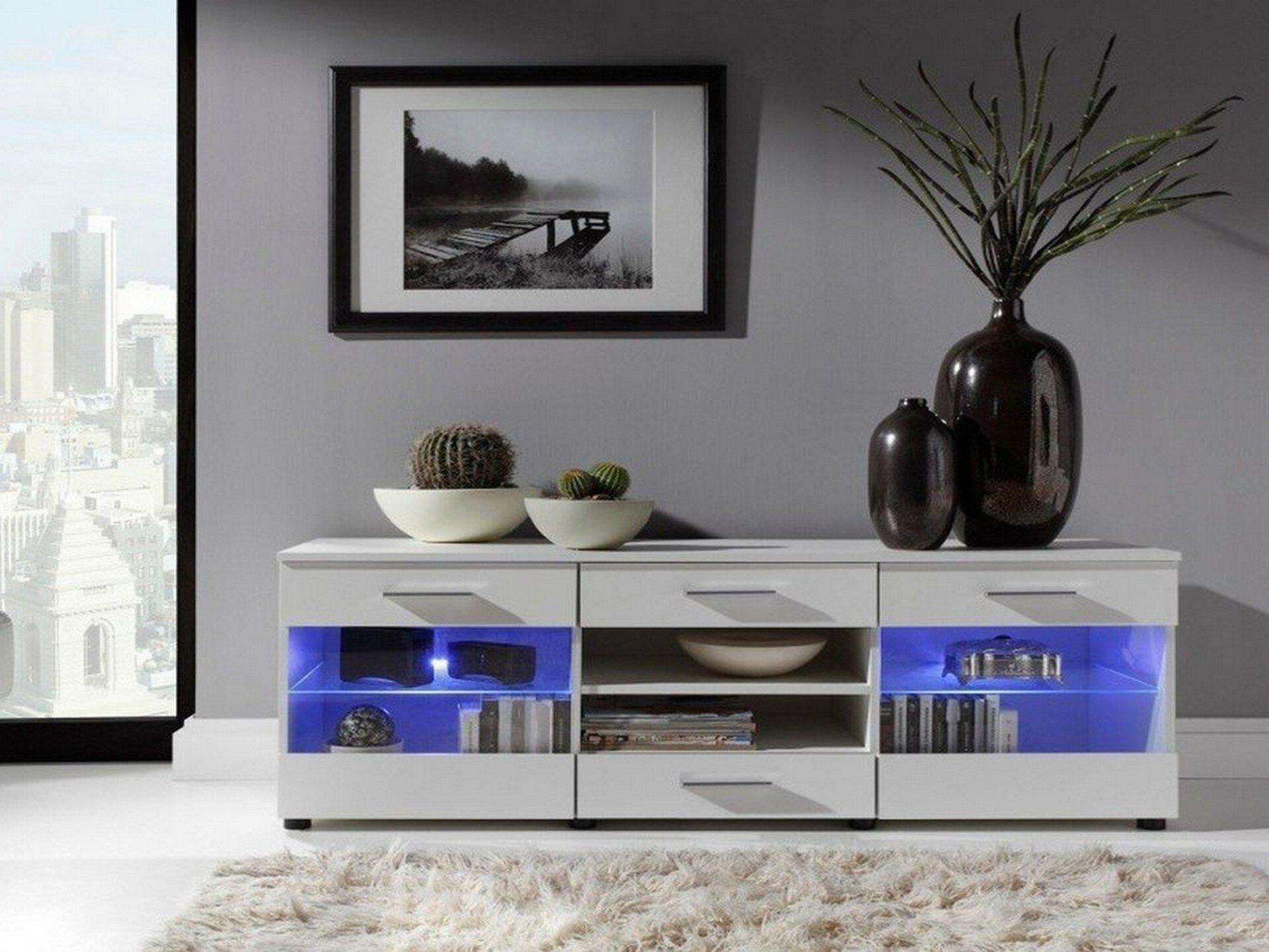 Комод Лого 3 Белый Фасадный 0101 NEW 150x47x54 см, GOODFORM