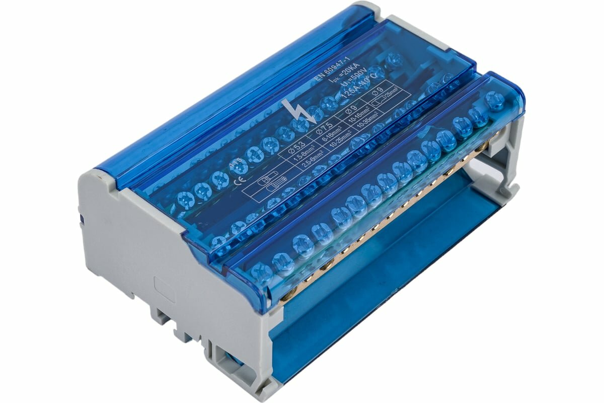 Шины нулевые STEKKER на DIN-рейку в корпусе (кросс-модуль) 4x15 3L+PEN LD505-415 39685