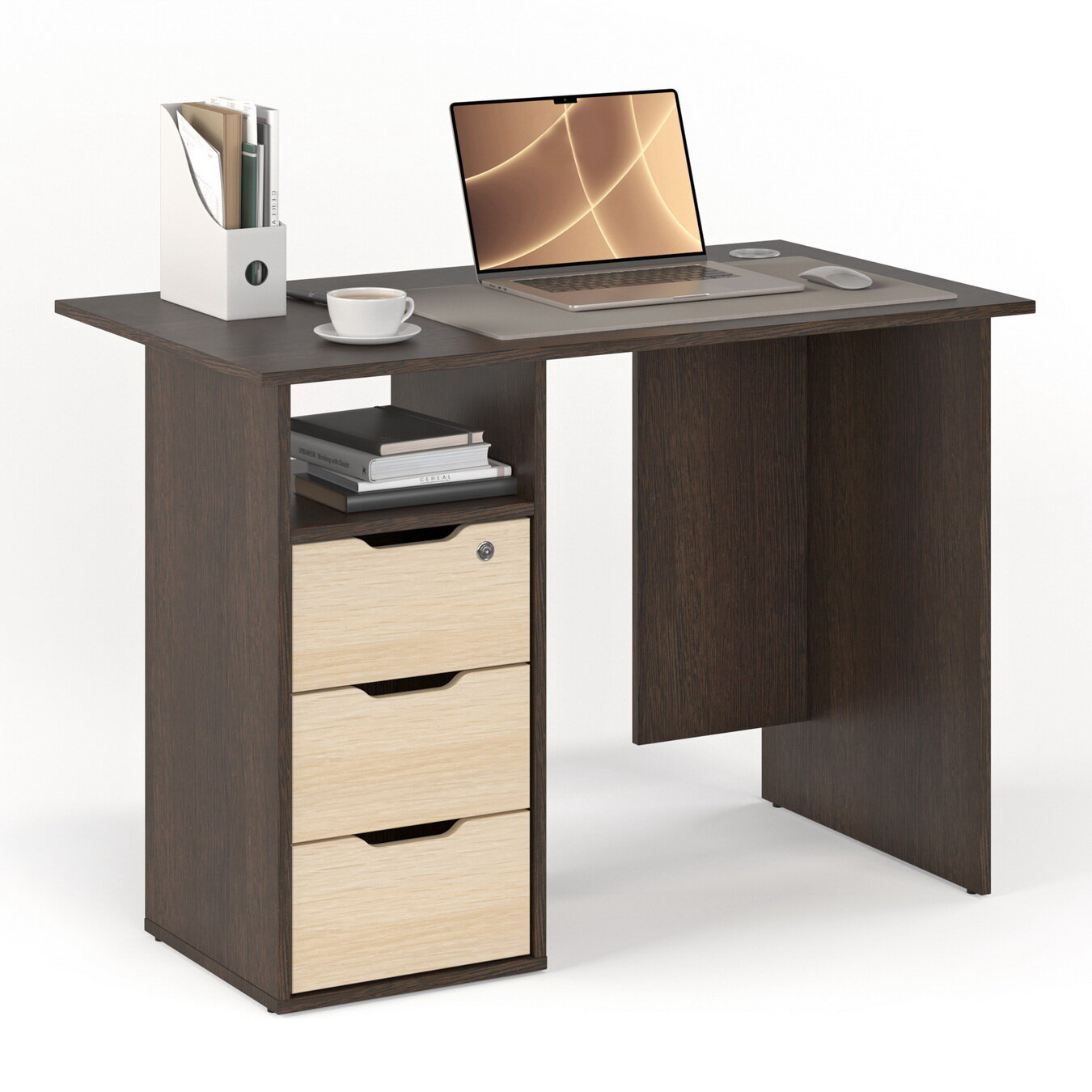 Стол письменный БАНГА-53 левый Венге - Дуб молочный