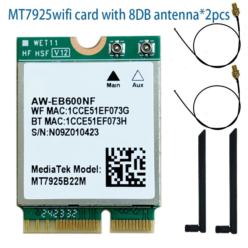 MT7925 WiFi карта с 8DB антенной*2 шт