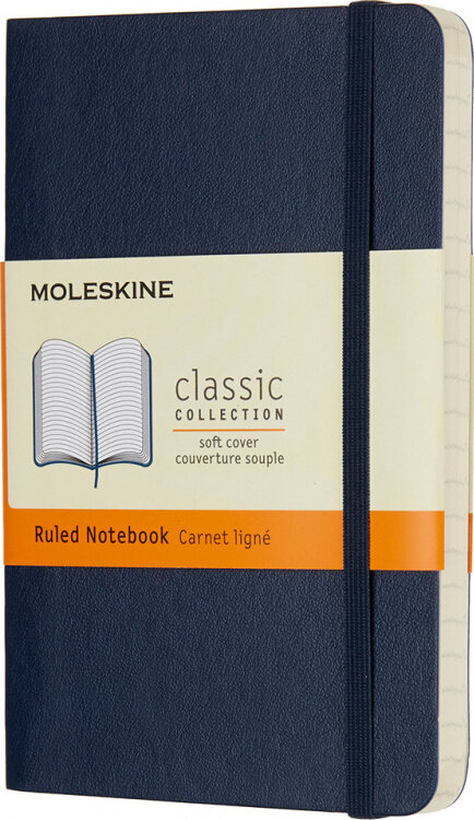 Блокнот Moleskine CLASSIC SOFT Pocket 90x140мм 192стр. линейка мягкая обложка синий сапфир