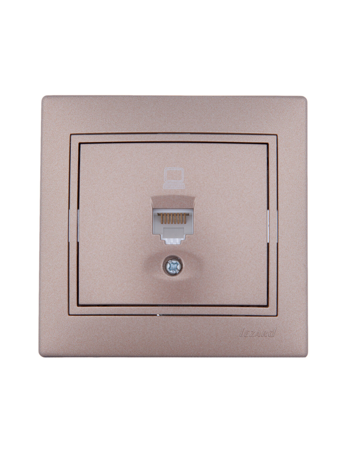 Розетка LEZARD MIRA компьютерная светло-коричневый перламутр со вставкой