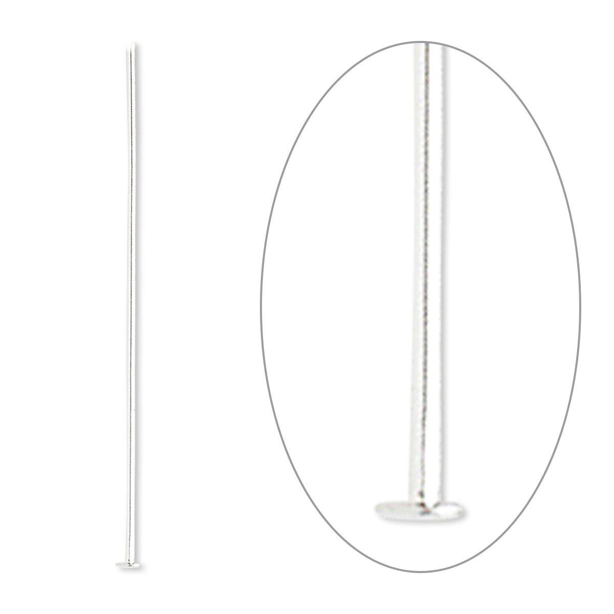 Пины со шляпкой, 50х0.511мм, базовый материал - латунь, посеребренные, 40 шт.