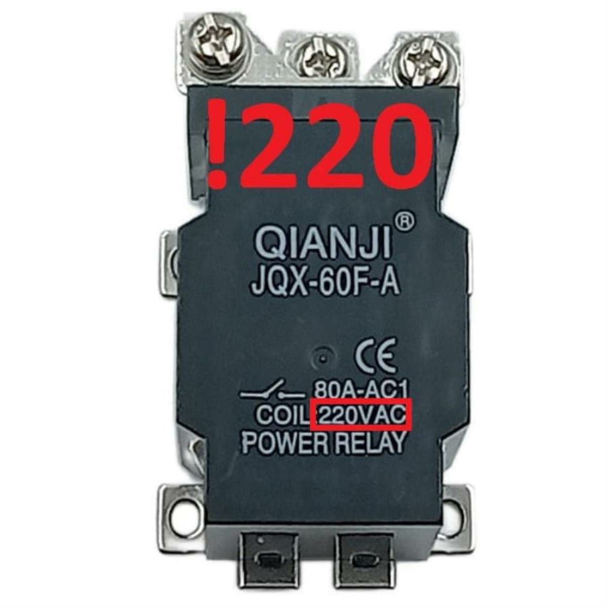 Силовое реле Qianji JQX-60F-A-220 управление 220VAC, контакты 250В 80А