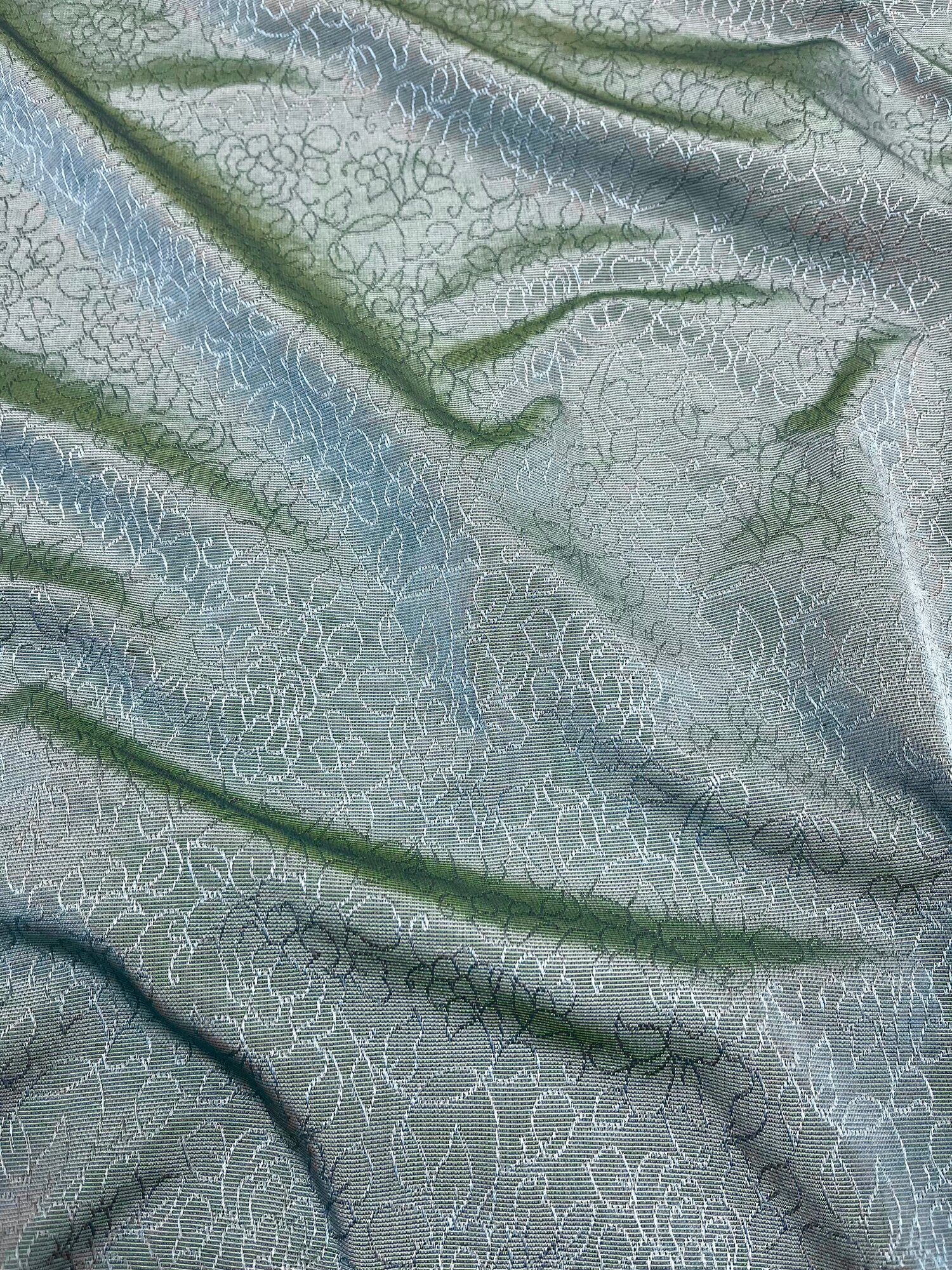 Ткань плательная тафта-жаккард, серо-голубой оттенок, плотность 190 гр, ширина 145 см, Франция, любой метраж кратный 1 м