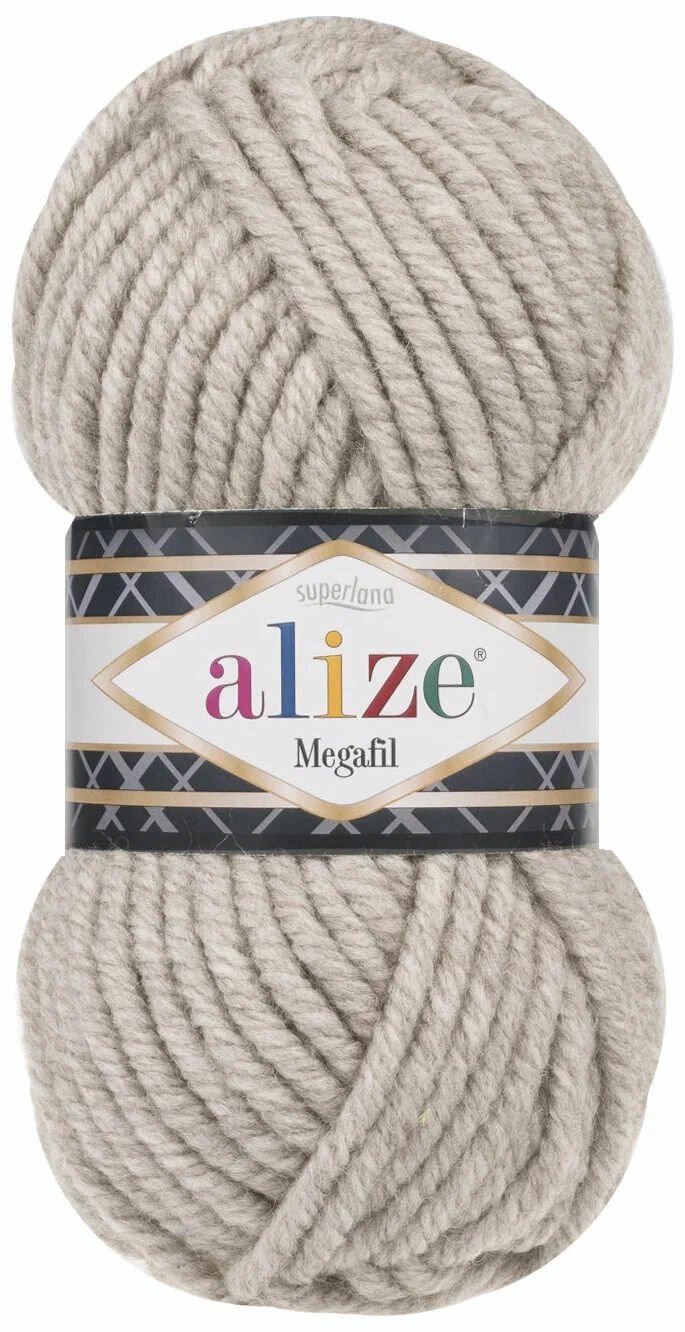 Пряжа Суперлана мегафил Alize (Superlana Megafil) упаковка 5 мотков 100 гр. 55 м. 25% шерсть 75% акрил цвет 152 бежевый меланж