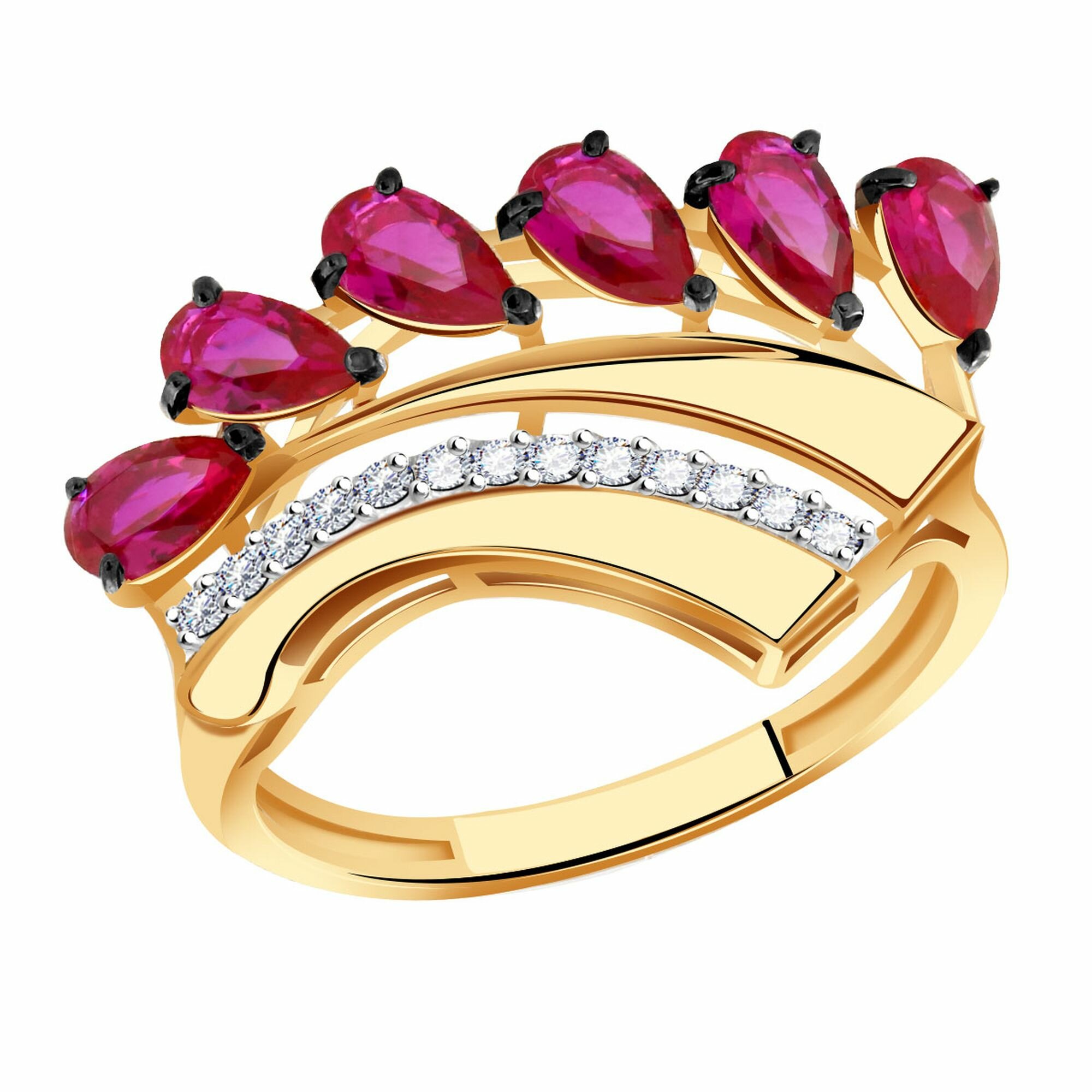 Кольцо Diamant online, красное золото, 585 проба, фианит