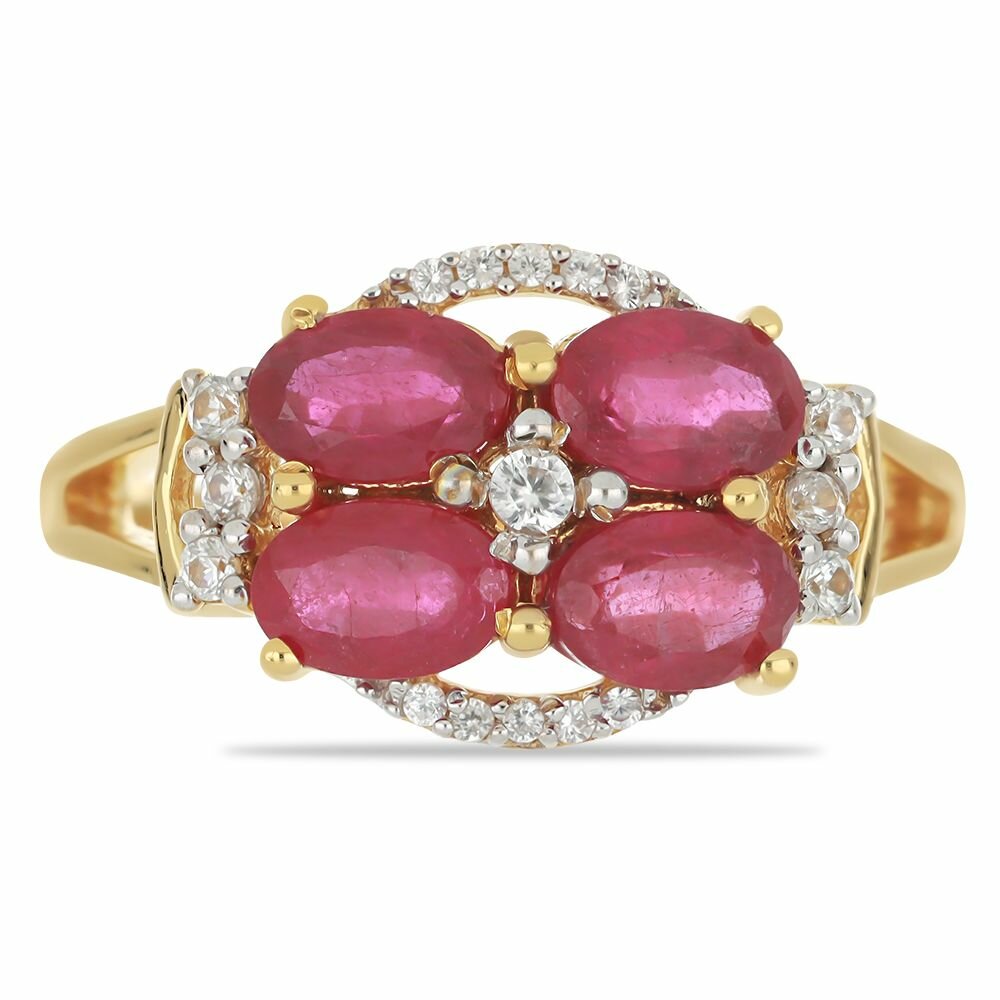 Кольцо, серебро, 925 проба, циркон, рубин