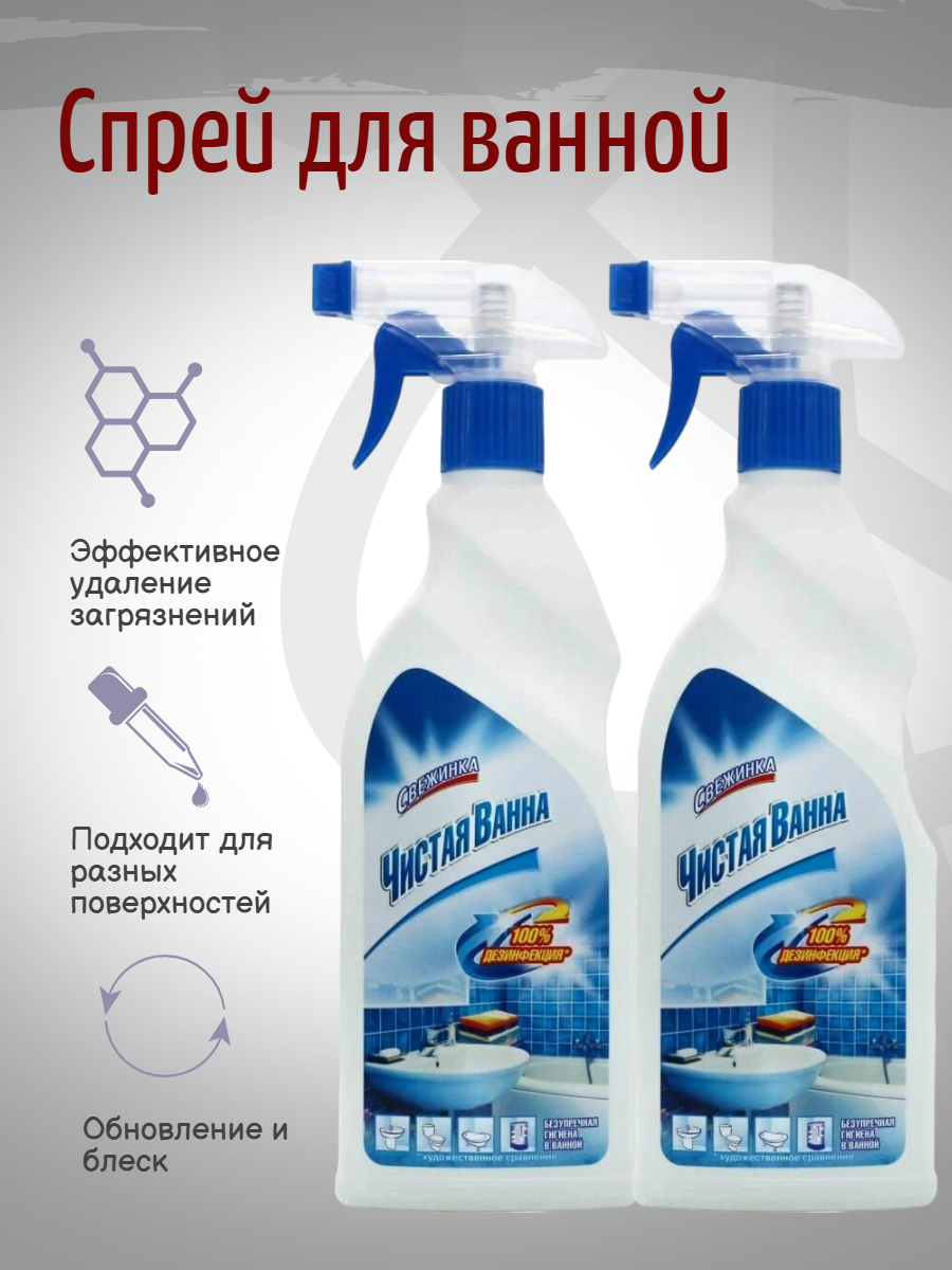 Свежинка Спрей для ванной Чистая ванна, 450 г 2шт