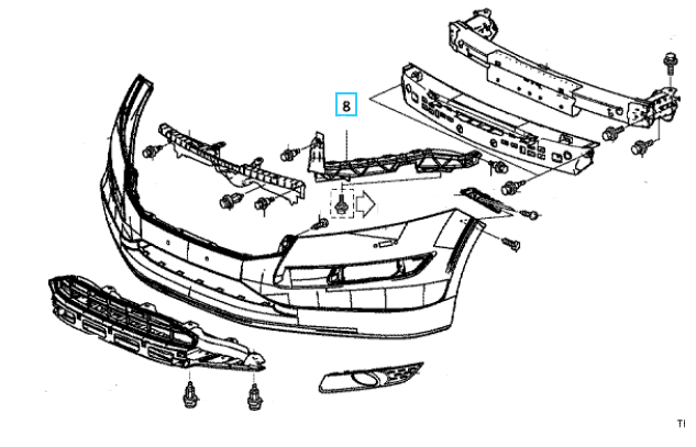 Балка, прав. часть передн. бампера; верхн. (Оригинал)